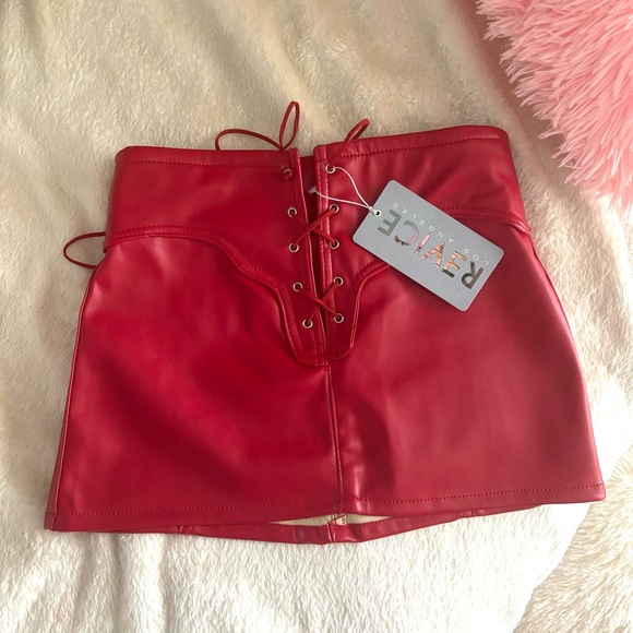 REVICE | Skirts | Revice Red Leather Mini Skirt Xs | Poshmark